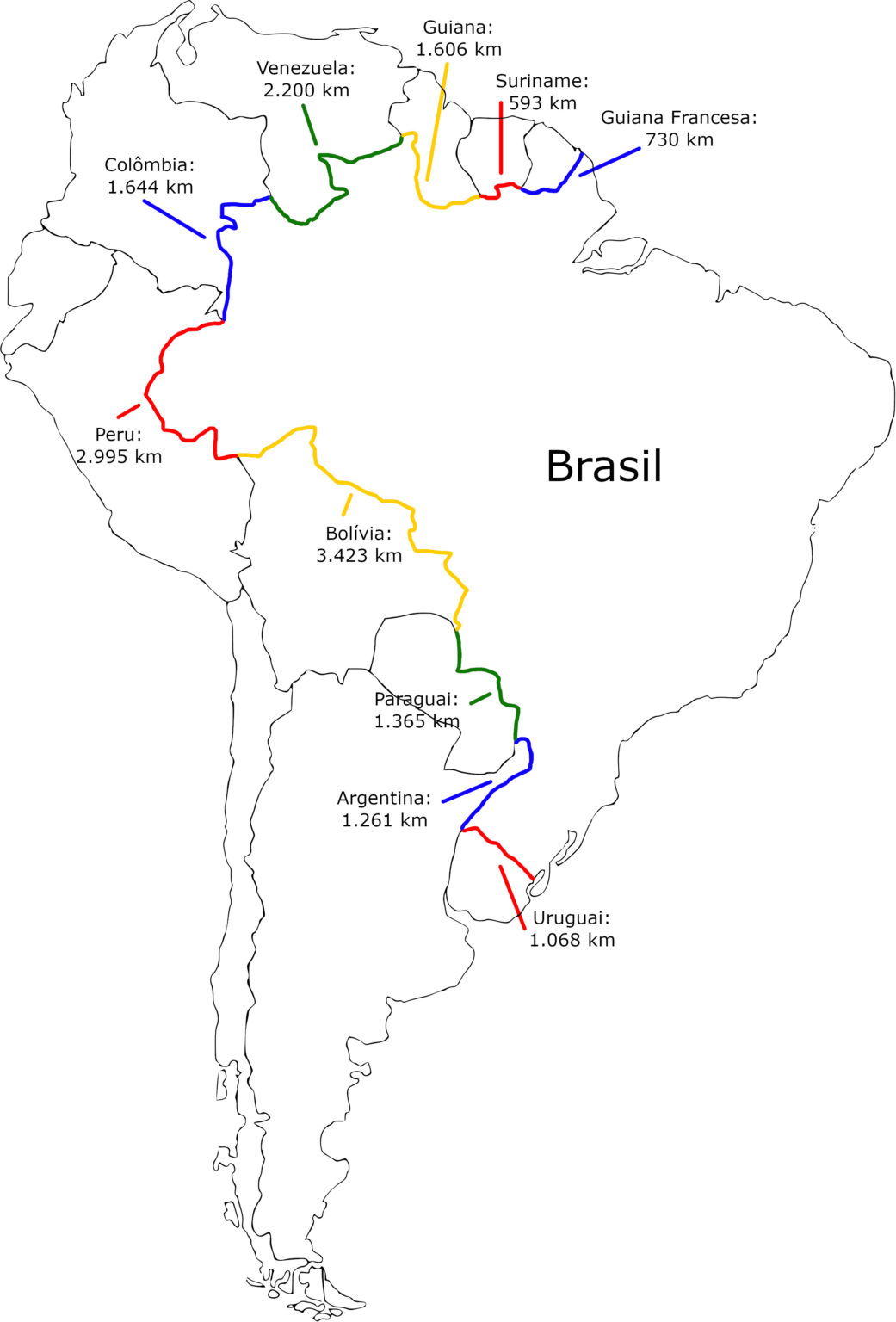 Fronteiras do Brasil - mapas, história, tratados - Geografia - InfoEscola Fronteiras do Brasil - mapas, história, tratados - Geografia - InfoEscola